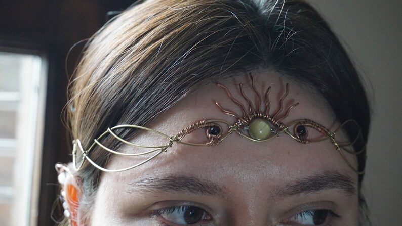 Apollo Athena Crown Tiara Tiger Eye Obsidyen Natural Stones , Wire Wrap ...