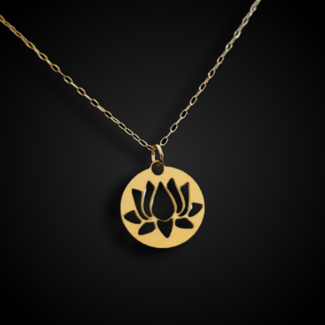 Gold Lotus Coin Necklace, Buddhist Yoga Jewelry - Etsy