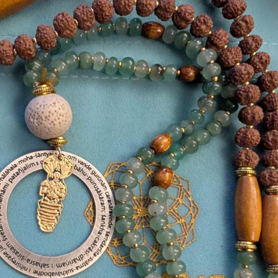 Ashtanga Yoga Chant Mala, Aventurine Mala, Yoga Necklace, 108 Japa Mala ...