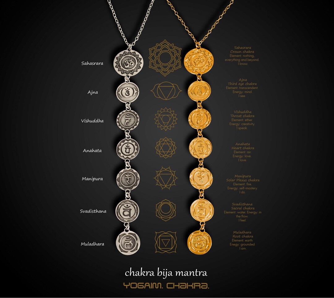 Chakra Bija Mantra Necklace, Yoga Jewelry, Spiritual Gift - Etsy