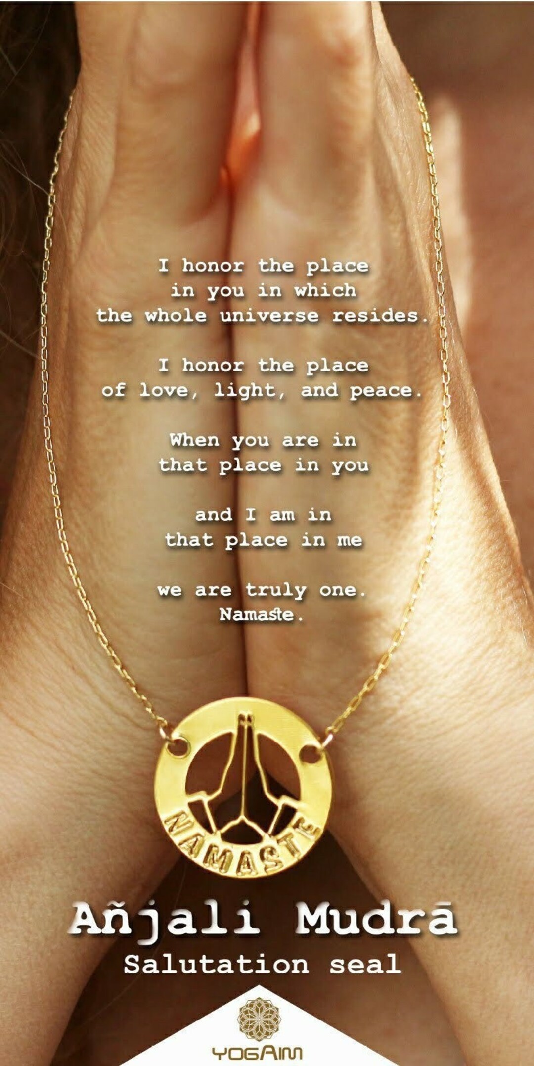 Namaste Necklace, 24k Gold Anjali Mudra Yoga Jewelry - Etsy