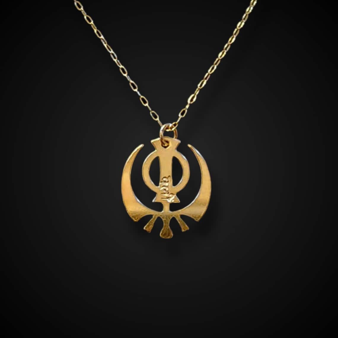 Khanda Adi Shakti Necklace, Gold Devi Yantra Pendant, Sikhism Jewelry ...