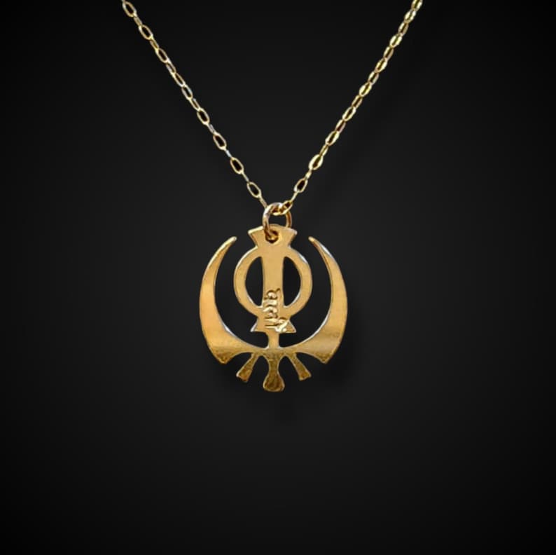 Khanda Adi Shakti Necklace, Gold Devi Yantra Pendant, Sikhism Jewelry ...