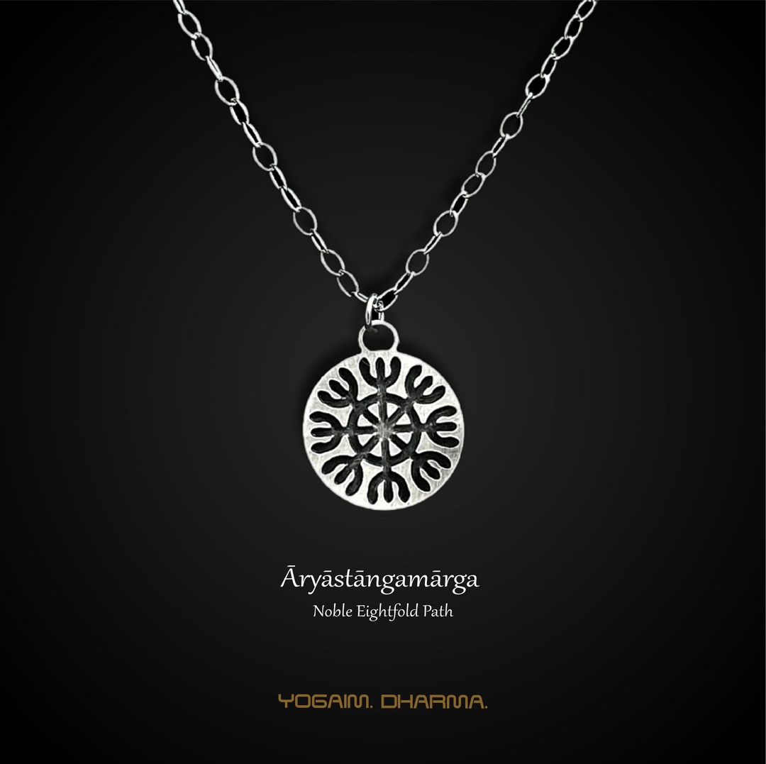 Dharmachakra Necklace, Sterling Silver Dharma Wheel Pendant, Buddhist ...
