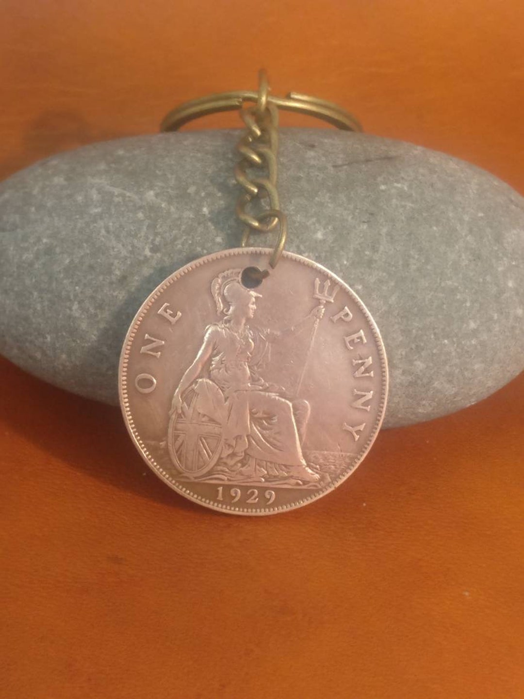 1929 British Penny Coin Keyring, Birthday Gift, Coin Keychain, Comes in ...