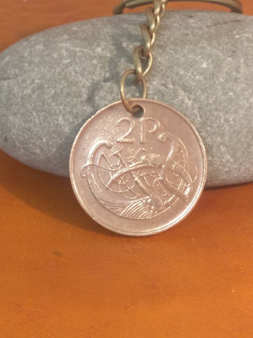 1976 Irish Two Pence Coin Keyring, 2p Birthday Gift, Coin Keychain ...