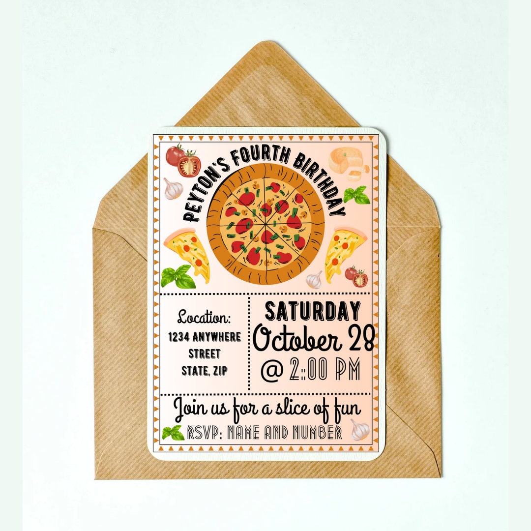 Pizza Party - Pizza Invitations - Pizza Birthday - Birthday - Digital ...
