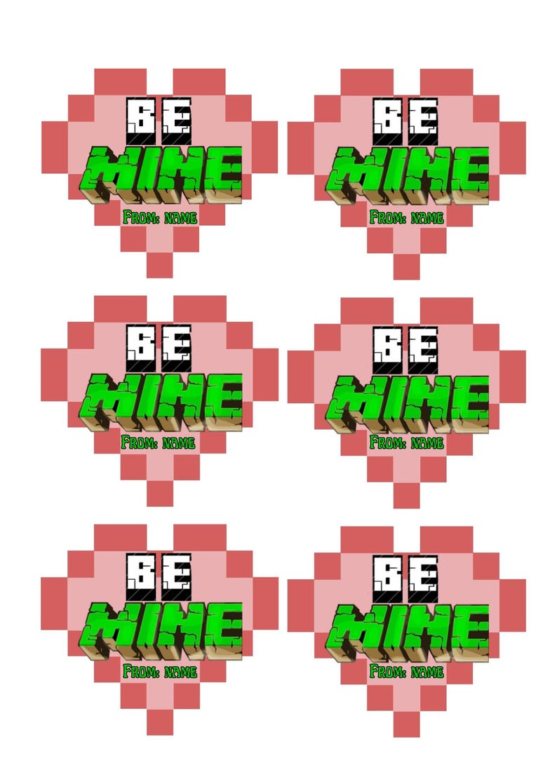 Valentine's Day Favors - Valentine's Day - Art Favors - Minecraft ...