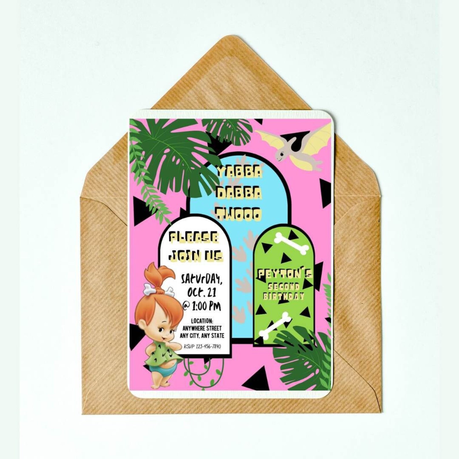 Yabba Dabba Two - Birthday - Invitations - Flinestone Party - Digital ...