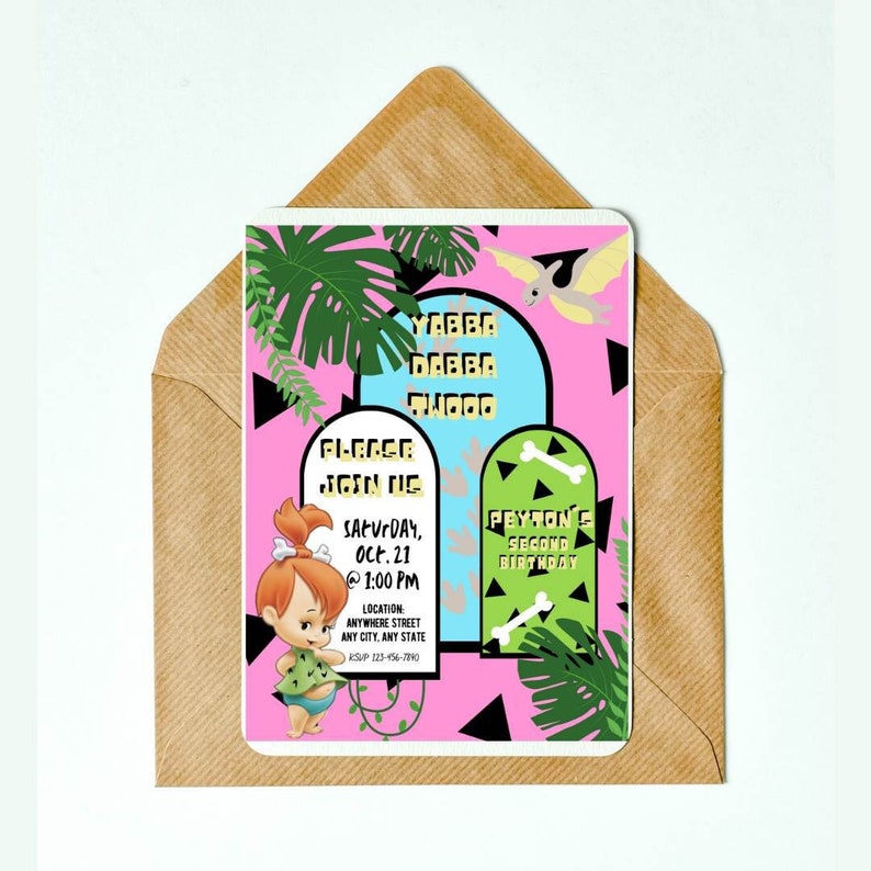 Yabba Dabba Two - Birthday - Invitations - Flinestone Party - Digital ...