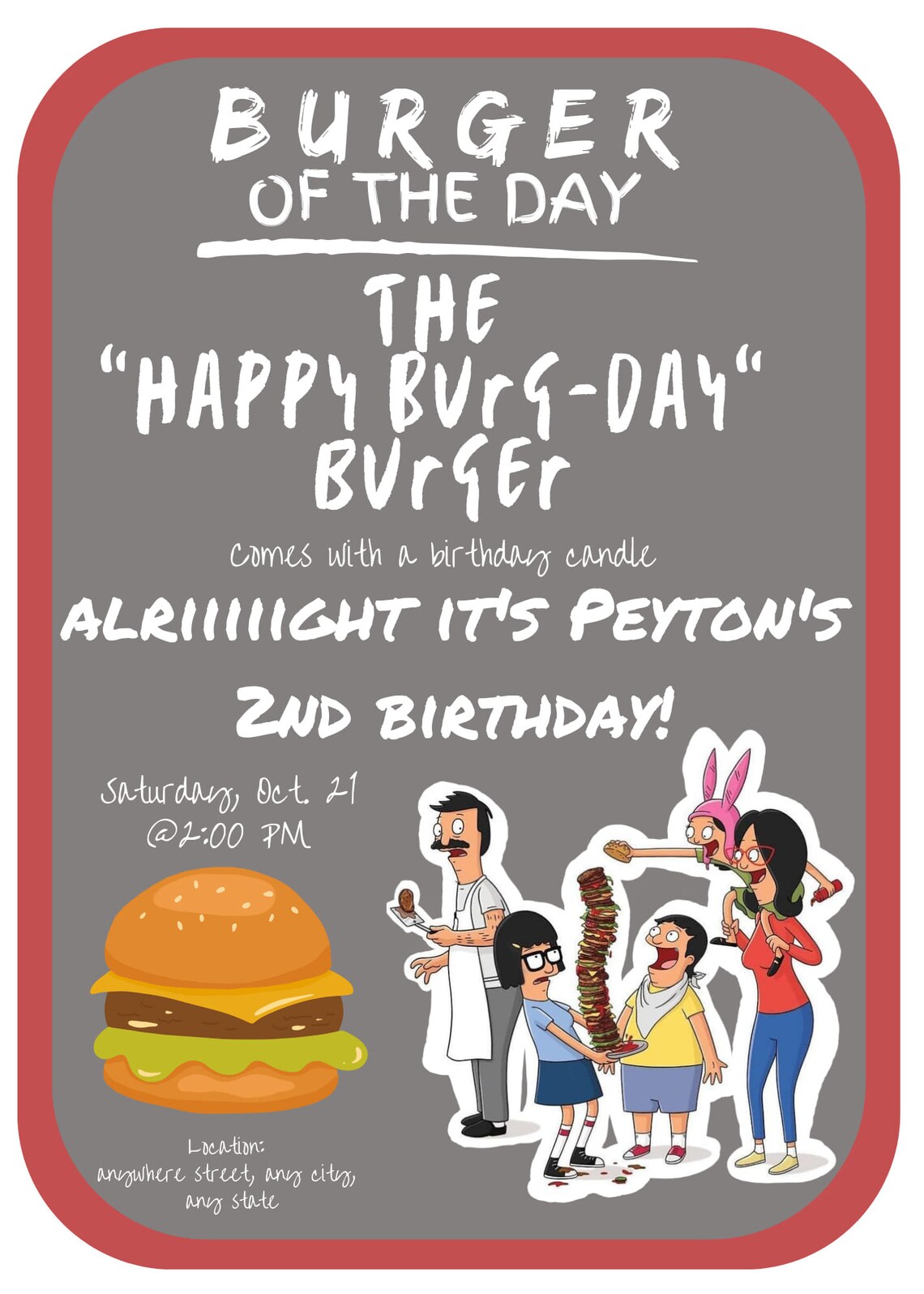 Bobs Burgers - Birthday - Invitations - Digital Downloads - Christmas ...