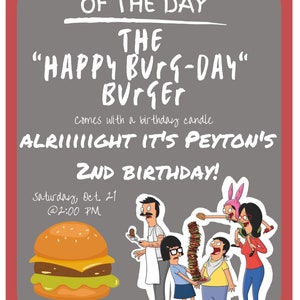 Bobs Burgers - Birthday - Invitations - Digital Downloads - Christmas ...