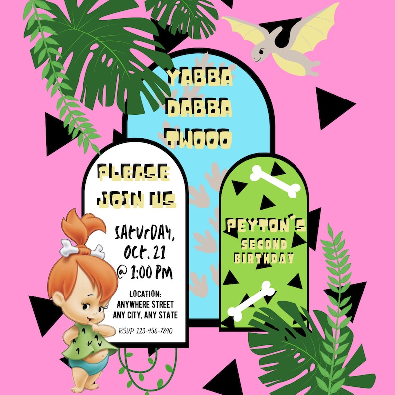 Yabba Dabba Two - Birthday - Invitations - Flinestone Party - Digital ...