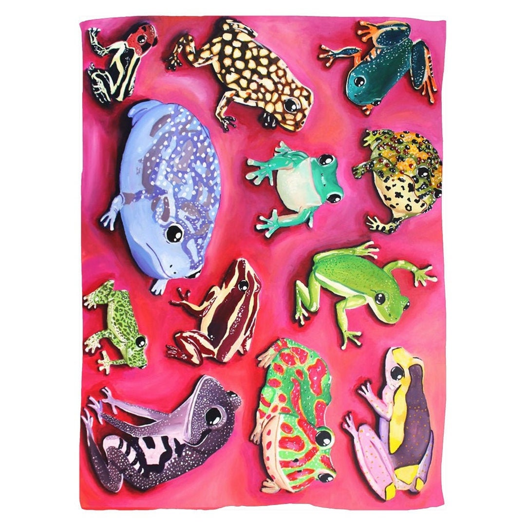 Frog Collage Fleece Blankets - Etsy