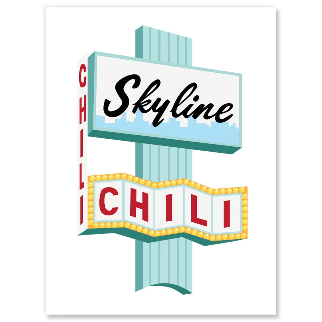 Retro Skyline Chili Sign Kiss Cut Stickers - Etsy