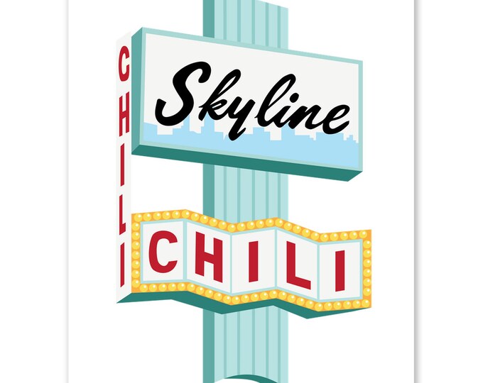 Retro Skyline Chili Sign Kiss Cut Stickers - Etsy