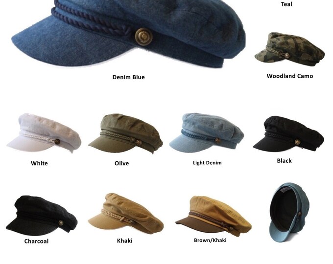 PIREUS Linen Greek Fisherman Breton Summer Linen Cap Sailor Captains ...