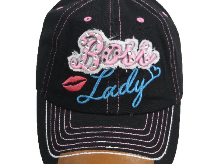 BOSS LADY Baseball Cap Rhinestone Sun Dad Hat Visor Cotton - Etsy