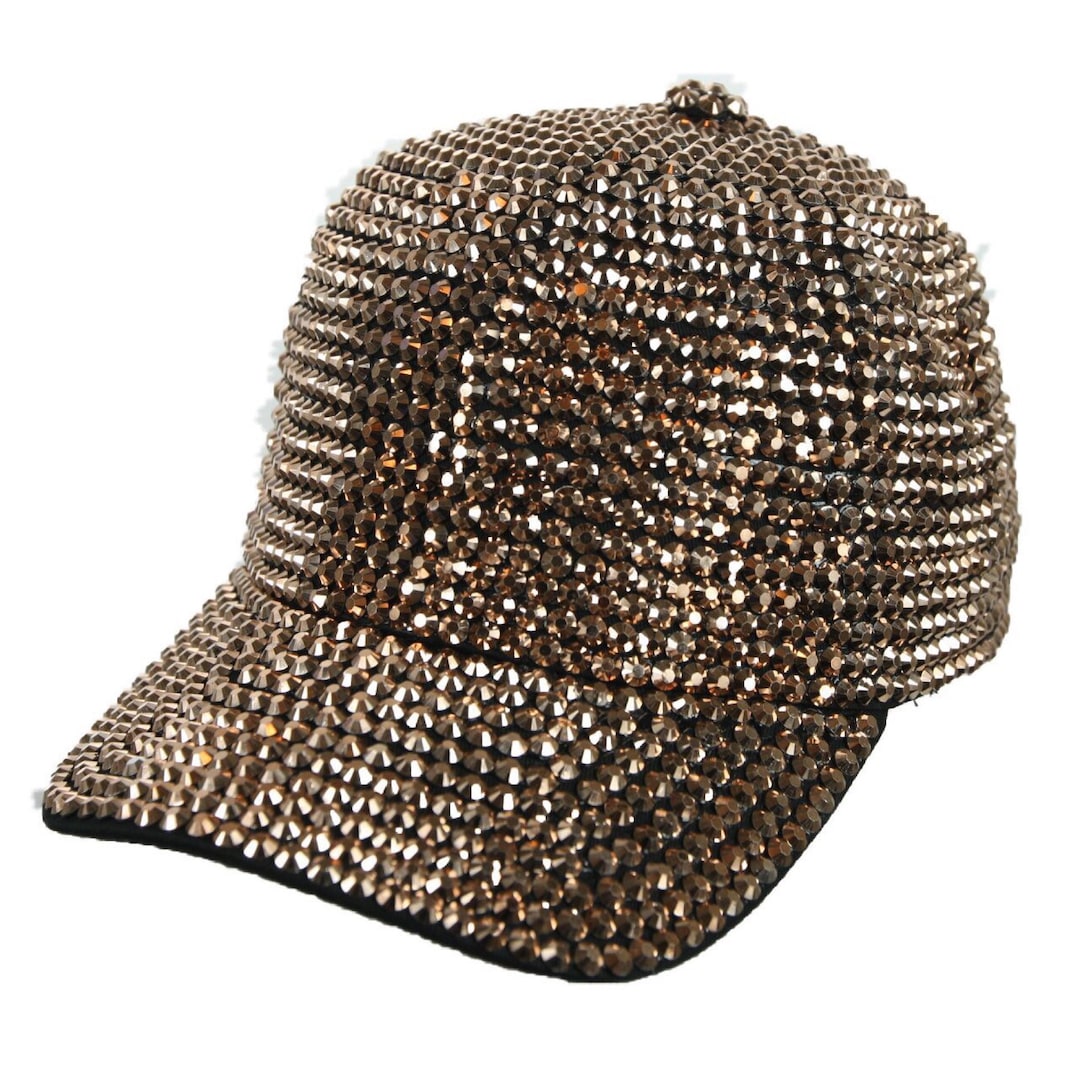 Rose Gold Rhinestone Studded Baseball Cap Cotton Hat Hip Hop Bling ...