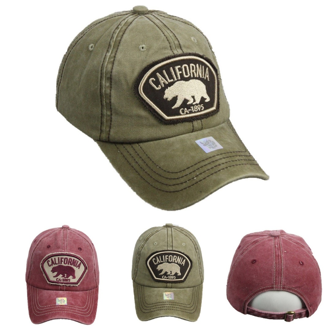 California Baseball Cap CA Sun Hat Visor CALI BEAR Cotton Adjustable ...