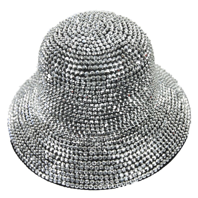 Silver Rhinestones Hat Studded Bling Bling Bucket Cap Fashion - Etsy
