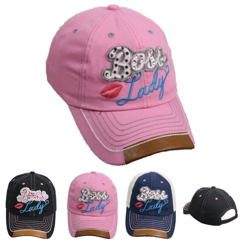 BOSS LADY Baseball Cap Rhinestone Sun Dad Hat Visor Cotton | Etsy