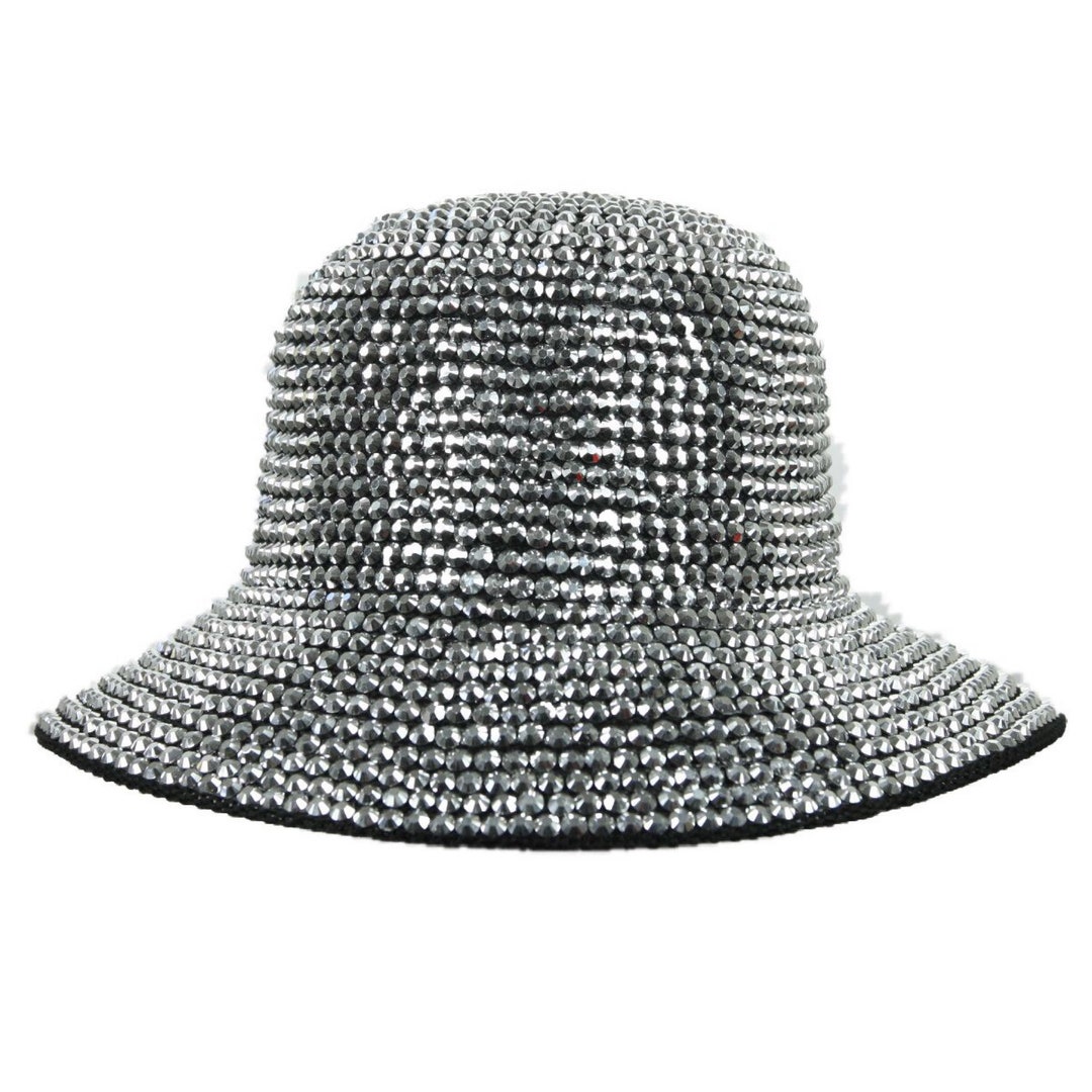 Silver Rhinestones Hat Studded Bling Bling Bucket Cap Fashion Casual ...