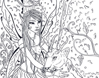 Fantasy Fairy Coloring Page - Etsy