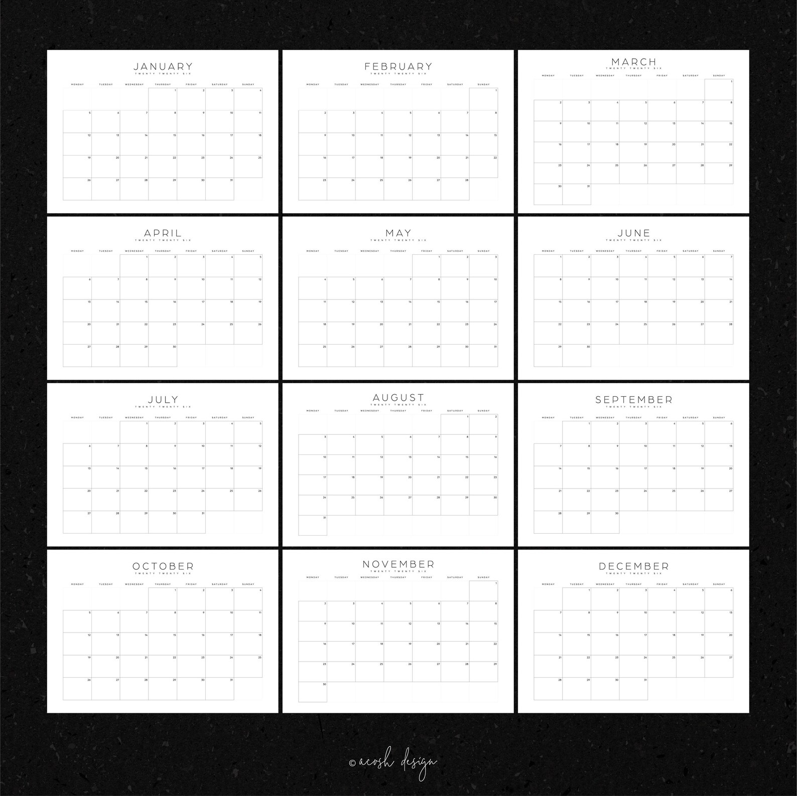 2026 Indesign Calendar Template, A4 A3 Letter Size (digital Download ...