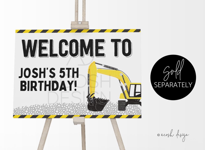 Construction Birthday Party Invitation, Digger Invitation, Excavator ...