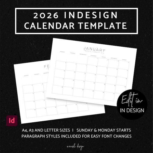2026 Calendar Vector - Etsy