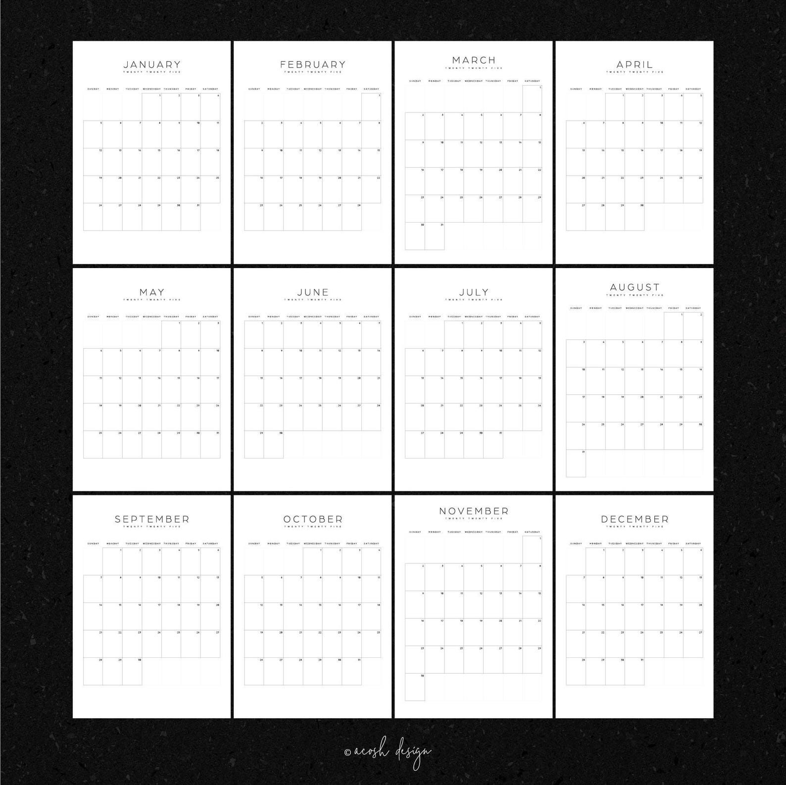 2025 Editable Indesign Calendar Template, Indesign Template, A4, A3 ...