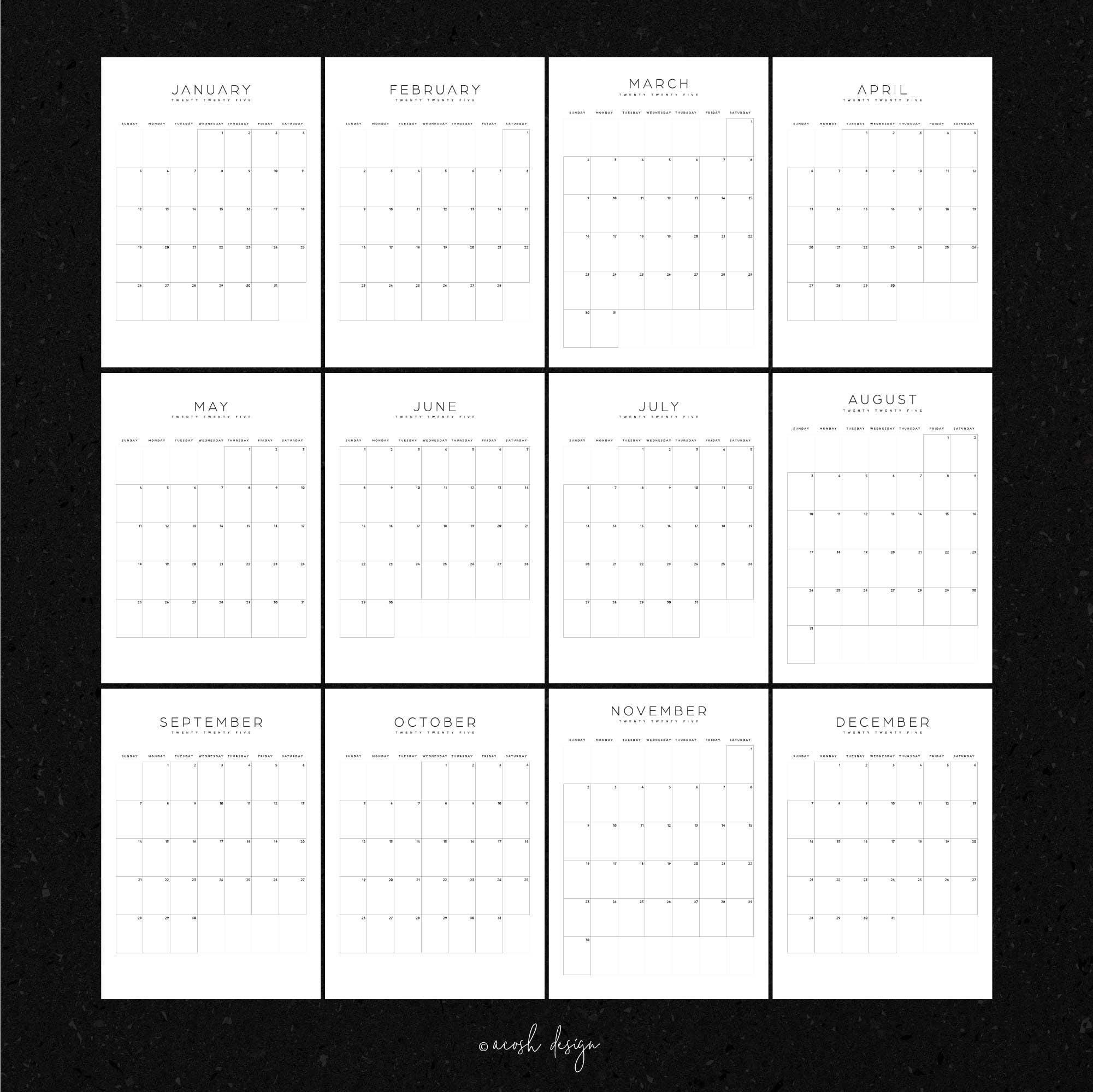 2025 Editable Indesign Calendar Template, Indesign Template, A4, A3 ...