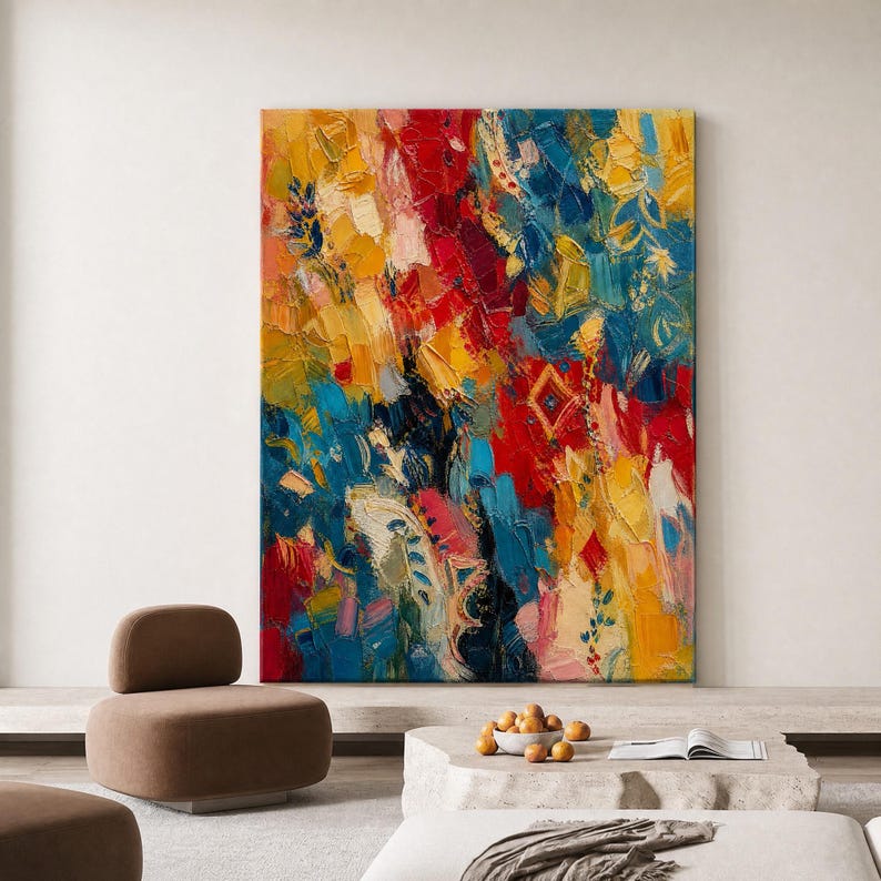 Large D Acrylic Painting, Heavy Impasto Canvas Art, Luxury Gold Foil ...