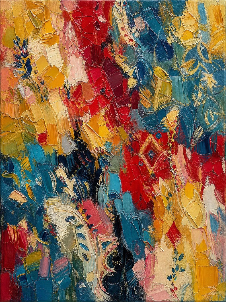Large D Acrylic Painting, Heavy Impasto Canvas Art, Luxury Gold Foil ...