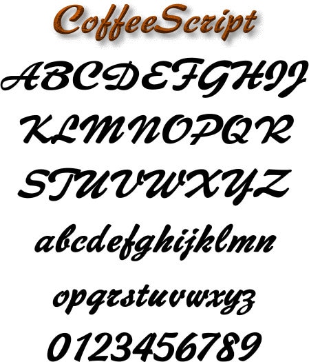 Printable Script Alphabet Pattern, 5 Sizes Value Pak - Coffee Script ...