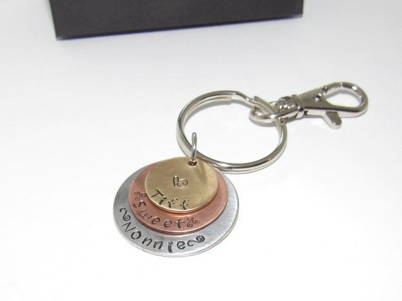 Personalized 3 Layer Mixed Metal Keychain Custom Personalized | Etsy