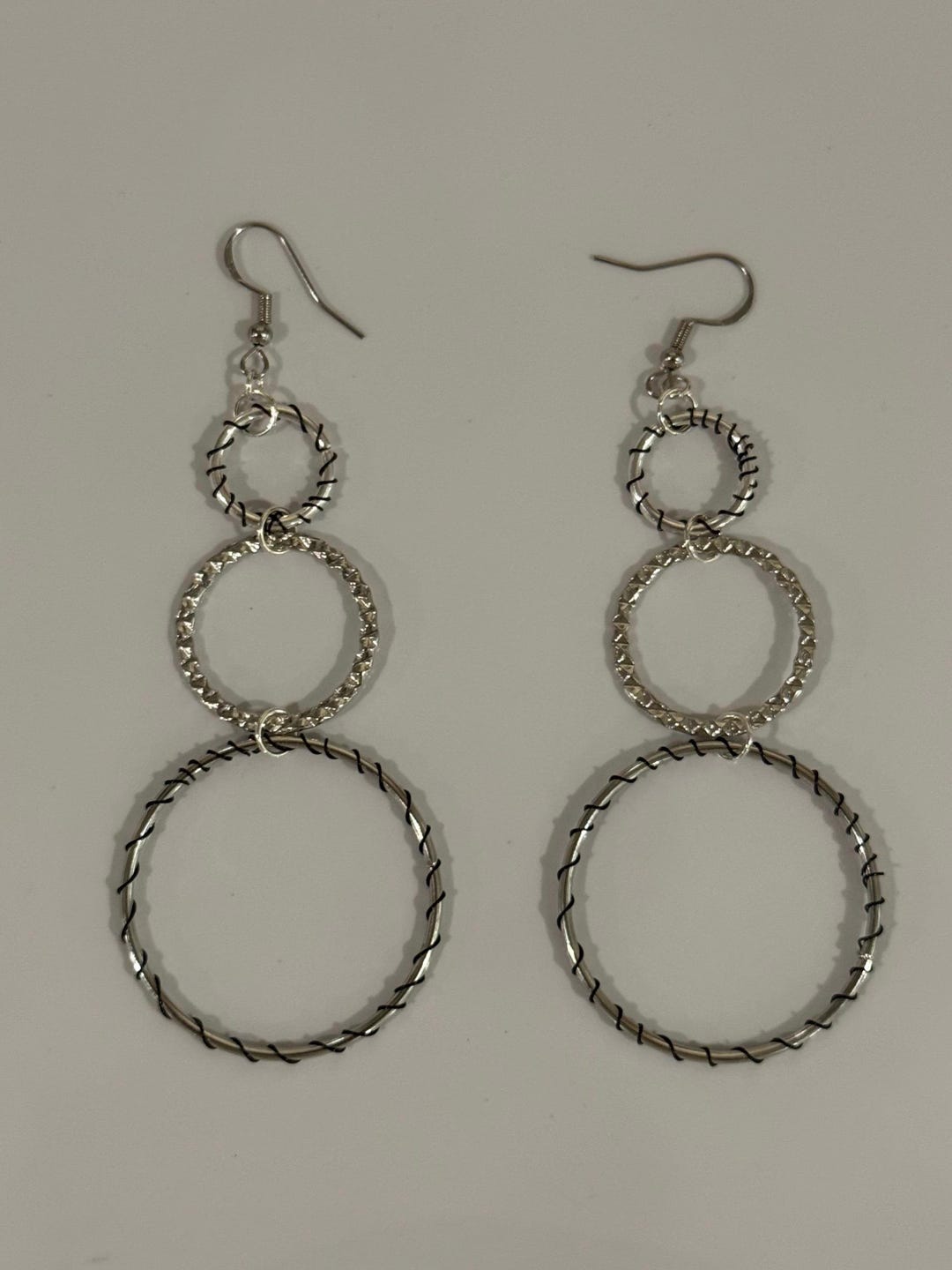 Sherry Silver Hoop Dangles With Black Wire - Etsy