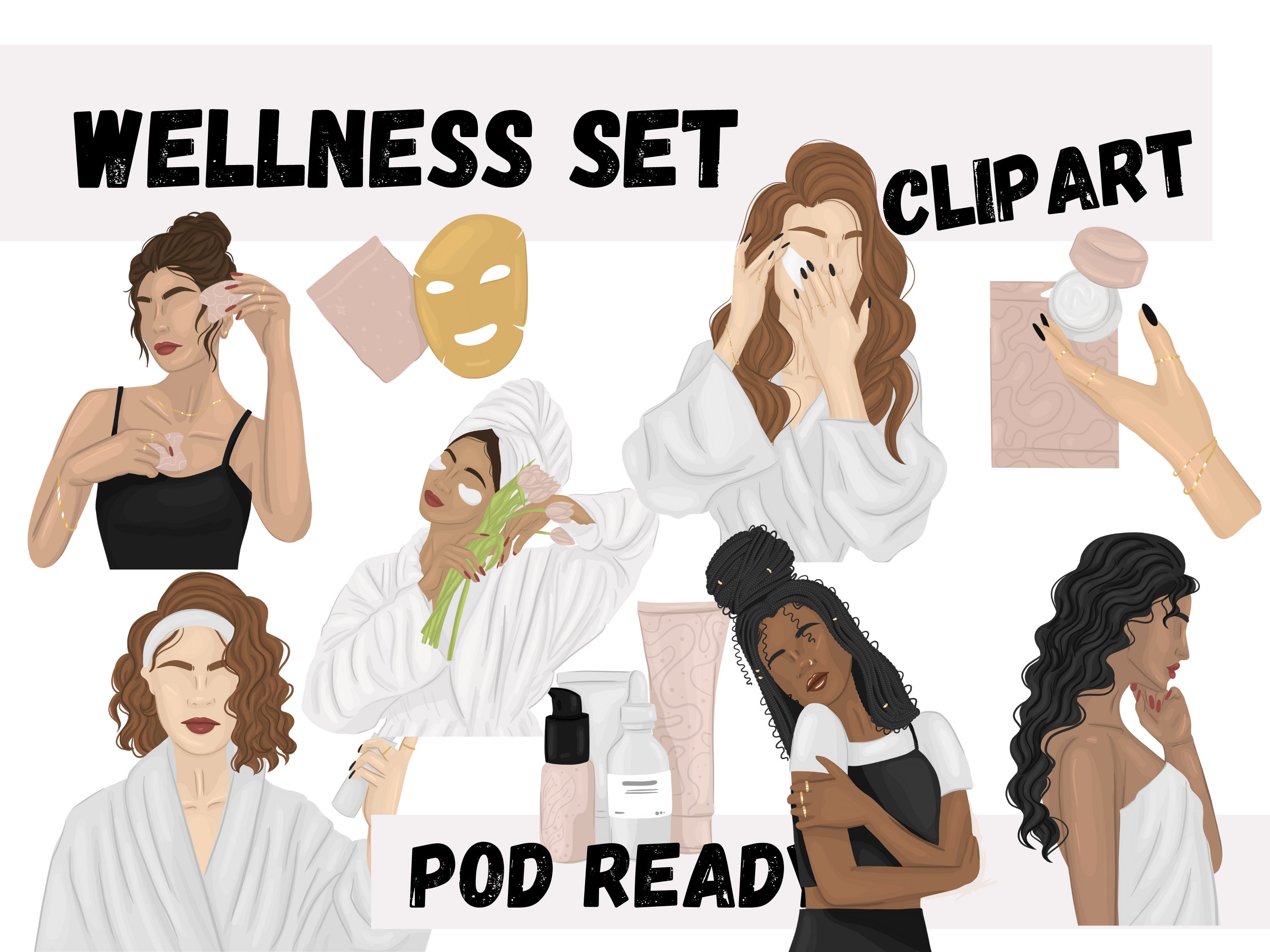 Wellness PNG Clipart Set for POD Instagram Story Covers Self Love Black ...