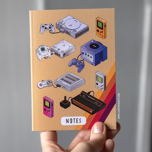 Retro Game Consoles A6 Notebook, Gamer Gift, Geek Gift, Vintage Games ...