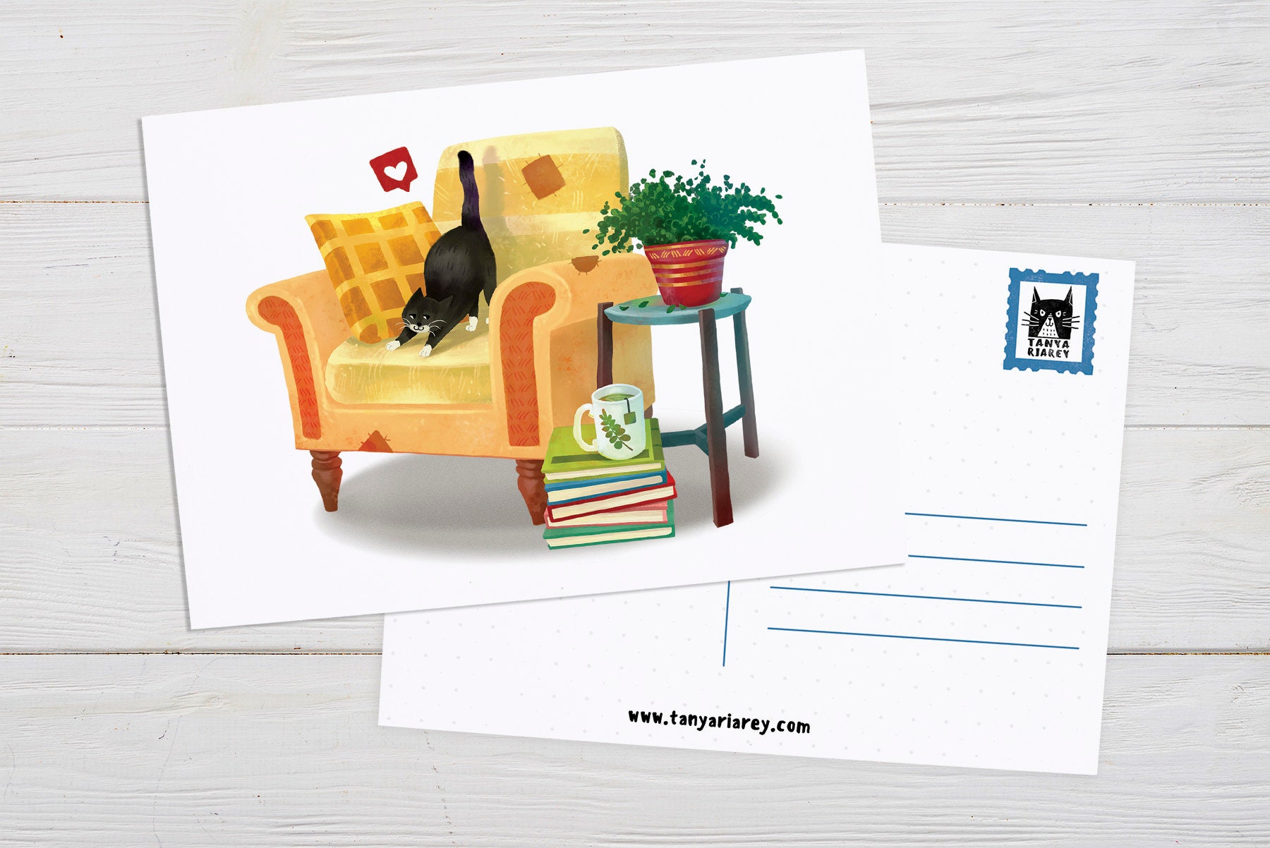 Art Postcard Set Cute Cat Postcards Cat Art Print Tuxedo | Etsy