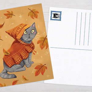 Hello Autumn Postcards Set, Tuxedo Cat Postcards, Fall Postcards ...