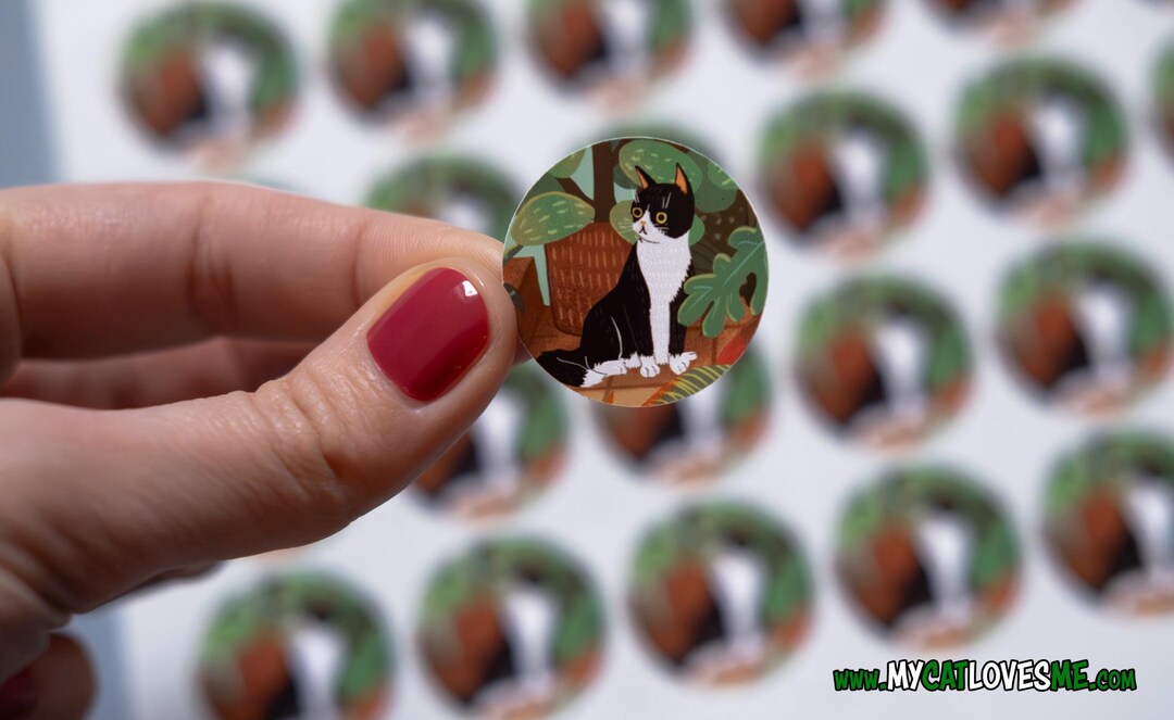 Cat Mail Stickers, Tuxedo Cat Labels for Envelopes, Cute Packaging for ...