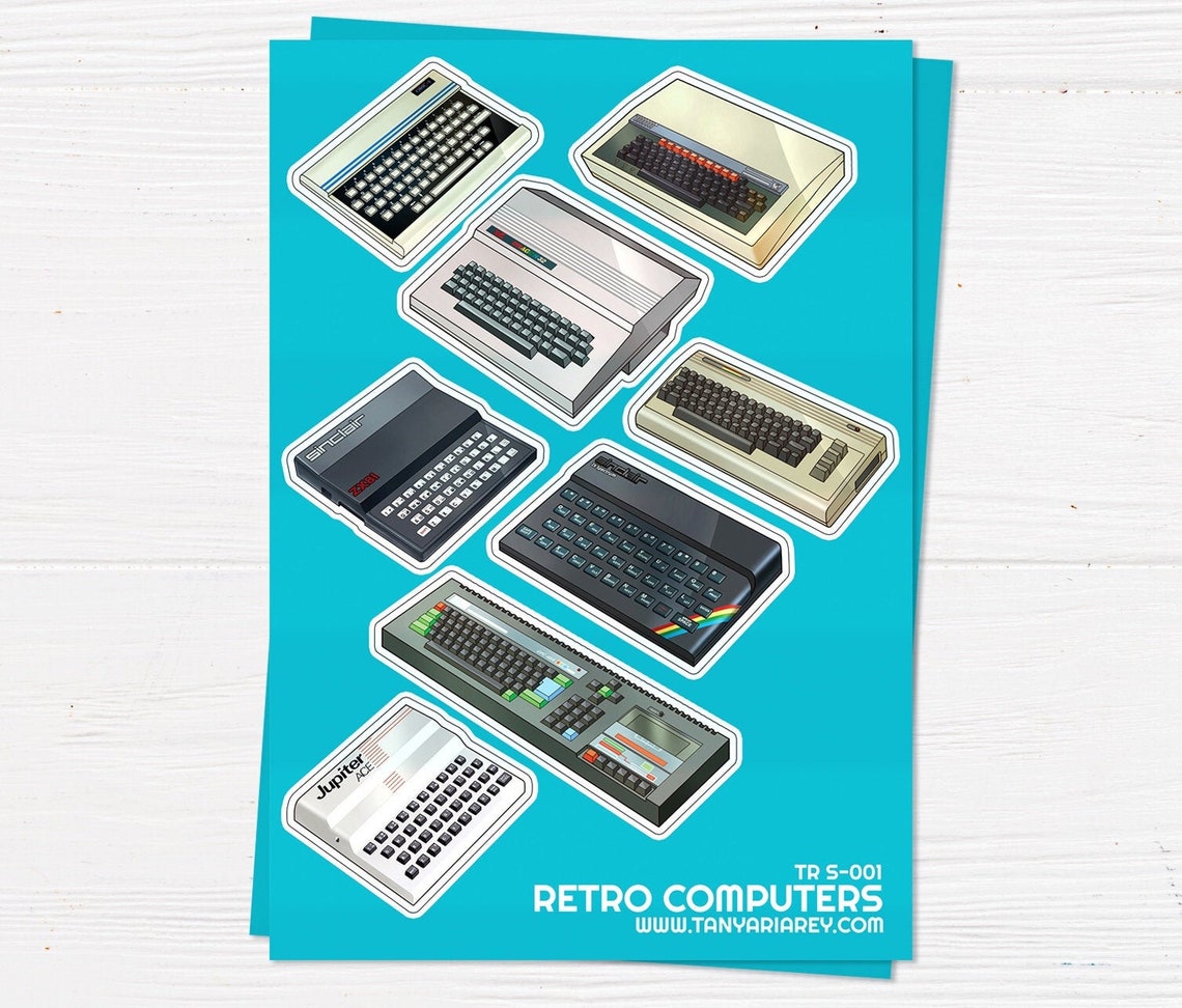 Retro Computers Vinyl Stickers Gift for Geek Waterproof | Etsy