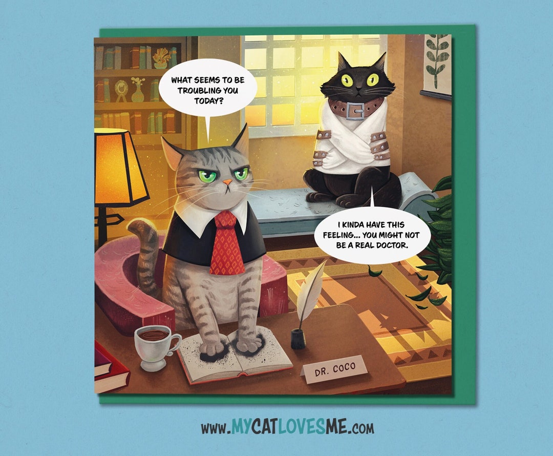 Funny Cat Psychologist Card: Therapist Thank You Card - Etsy