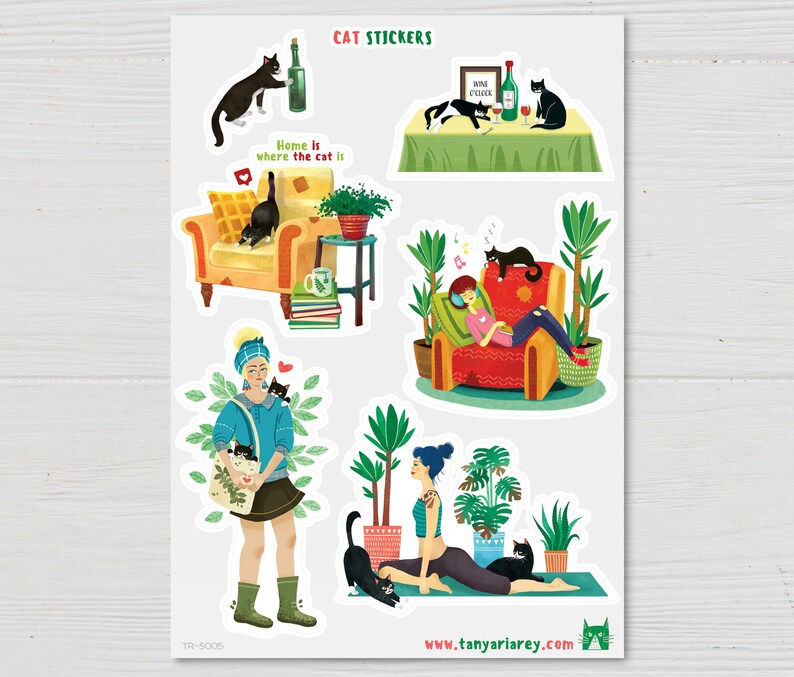 Cat Decal Vinyl Sticker Sheet With Cute Cats Cat Lover Gift - Etsy