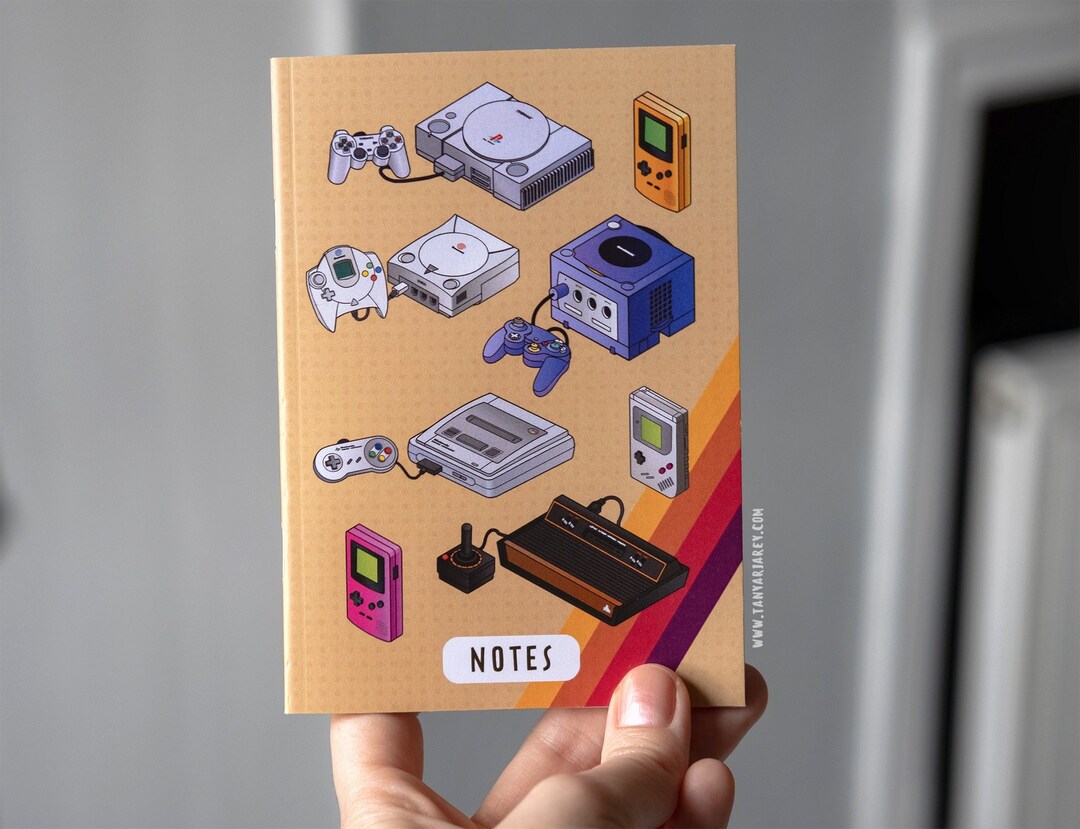 Retro Game Consoles A6 Notebook, Gamer Gift, Geek Gift, Vintage Games ...