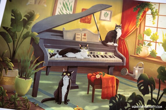 Tuxedo Cat Art Print Cat Illustration Cat Poster Cats & | Etsy