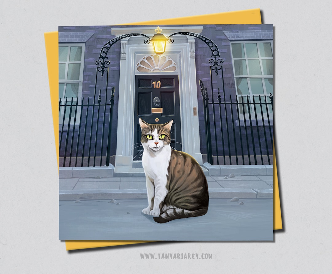 Larry the Cat Greeting Card, 10 Downing Street Cat, London Cat Art ...