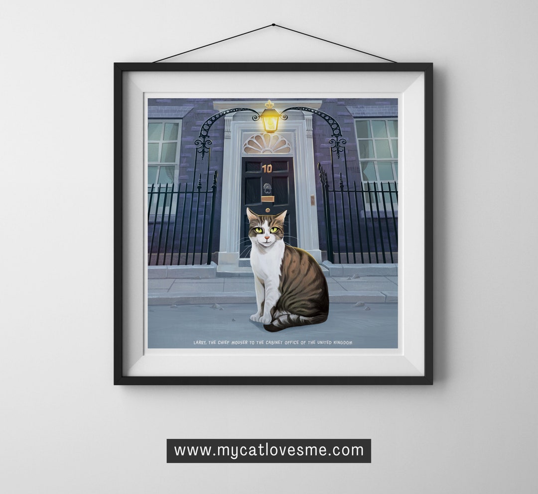Larry Cat Art Print, Cute Cat Illustration, Cat Lover Gift, London's ...